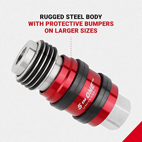 Milton 1750 Safety Exhaust Coupler, 1/4" body, 1/4" FNPT (Pack of 5) Red