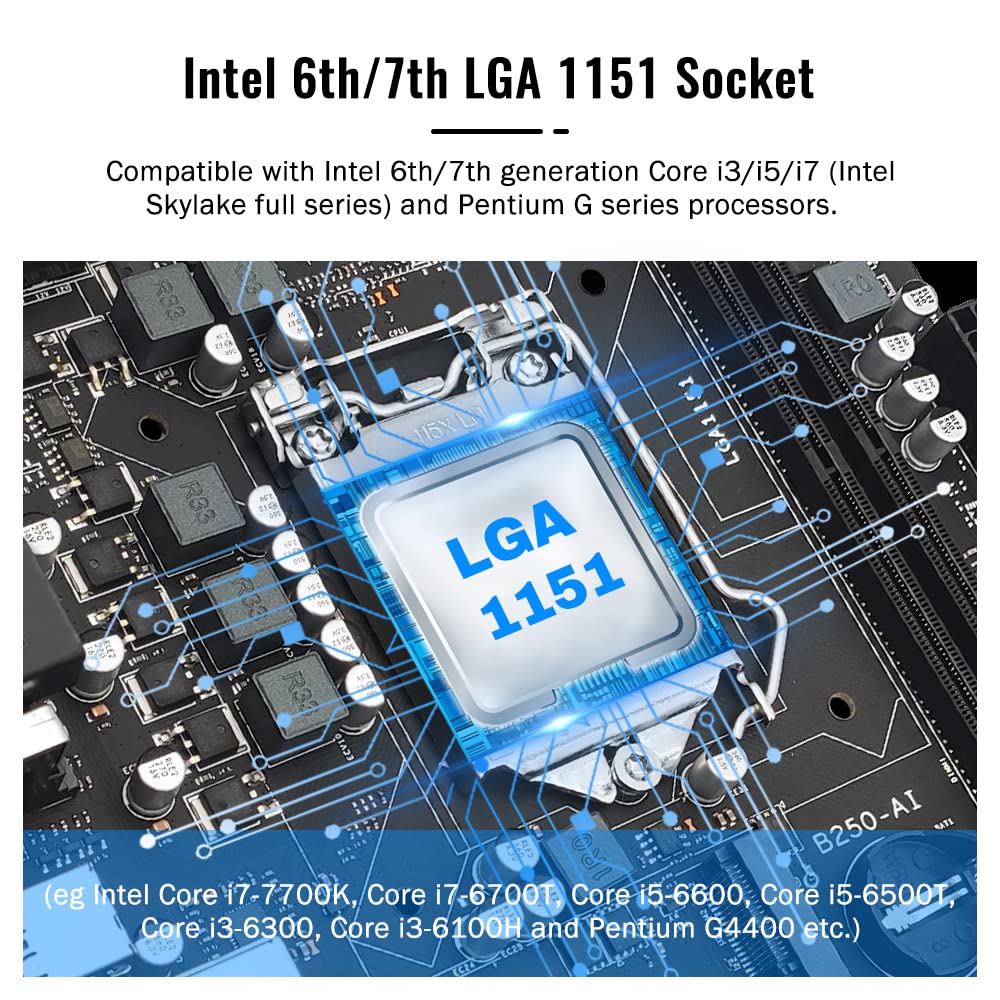 MACHINIST B250 BTC Mining Motherboard, Intel LGA 1151 Computer Motherboard with 12 GPU Slots (Intel 6th/7th Gen, PCIe 3.0, mSATA, VGA+DVI, DDR4, USB 3.0) for BTC/ETH/ZEC Intel Skylake Full Series AII