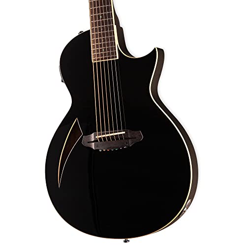 ESP 7 String LTD TL-7 Thinline Guitar, Black, Right, (LTL7BLK)