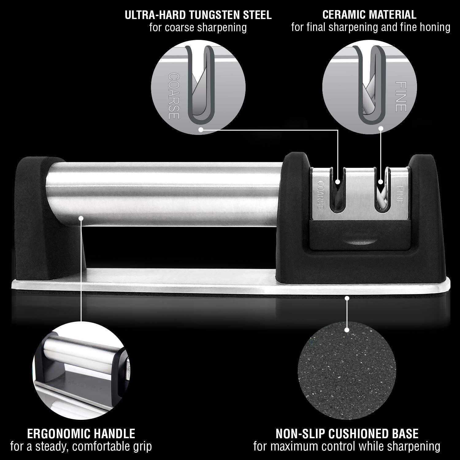 ERTDDE Kitchen Knife Accessories: 2-Stage Knife Sharpener Helps Repair, Restore and Polish Blades