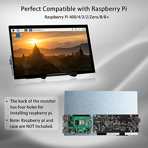 HAMTYSAN Raspberry Pi Screen, 10.1 Inch Touchscreen Monitor 1024x600 Small HDMI Monitor w/Stand, IPS LDC Screen Display for Raspberry Pi 400/4/3/2/Zero/B/B+ Jetson Nano Win11/10/8/7