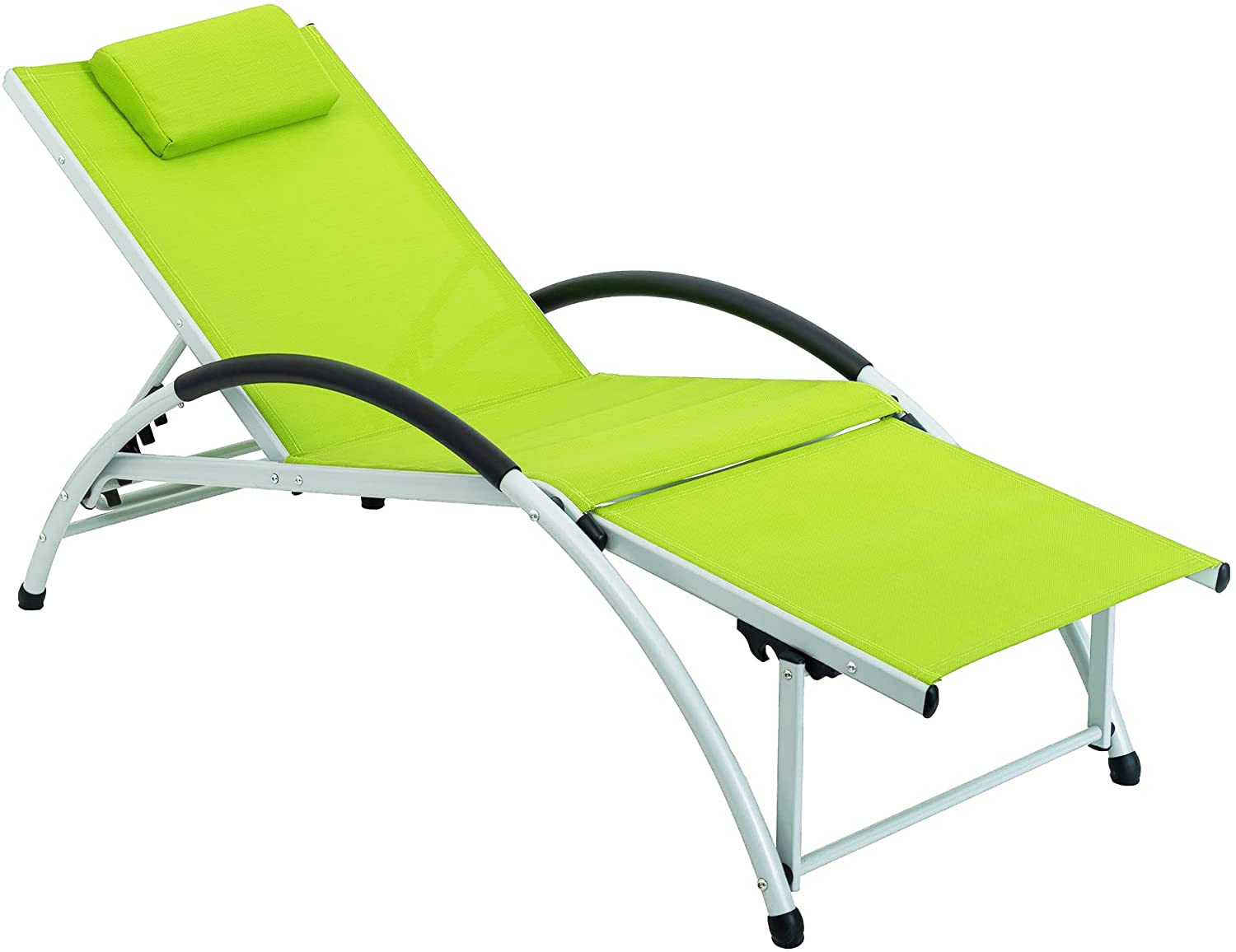 Sundale Outdoor Adjustable Patio Chaise Lounge, 6 Position Lounge Chair, All Weather Outdoor/Indoor Lounge for Reading, Meditation, Sleeping, Exercising, Green