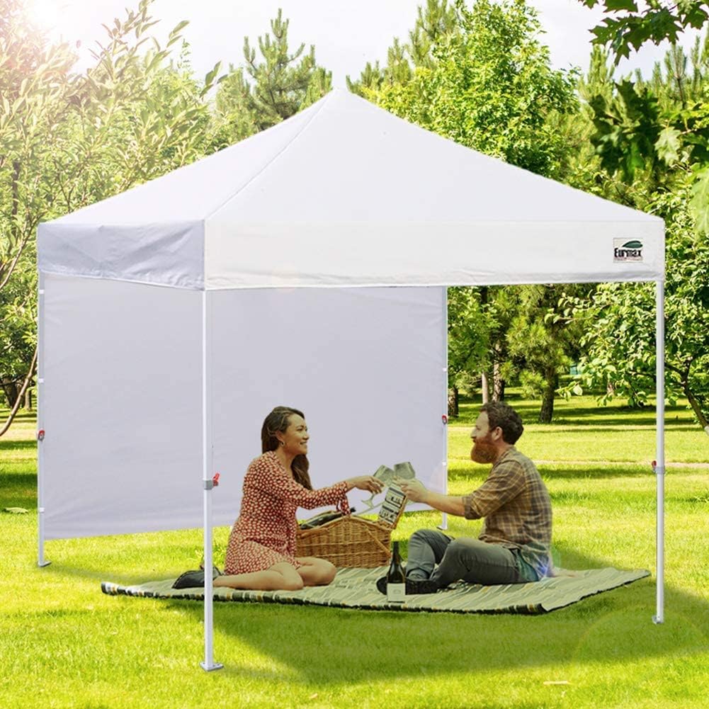 Eurmax USA Smart Durable Pop up Canopy Tent with 1 Removable Sidewall 10'x10' Outdoor Craft Show Canopy Bouns 4X Stakes(Kelly Green)