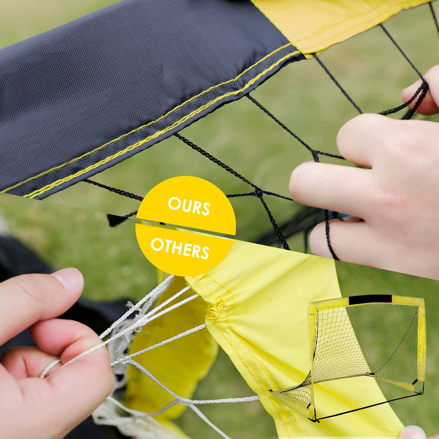 HITIK Soccer Goals, Set of 2- Size 6'x4'FT Portable Foldable Soccer Nets with Carry Bag for Games and Training for Backyard for Kids and Teens(Yellow)