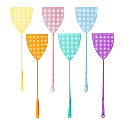 Trieez Fly Swatter, 6 Pack Plastic Fly Swatters 17.5“ Strong Flexible Manual Swat Set Pest Control Perfect for Flies, Mosquitoes, Horse Flies, Wasps, Insects - with Assorted Colors