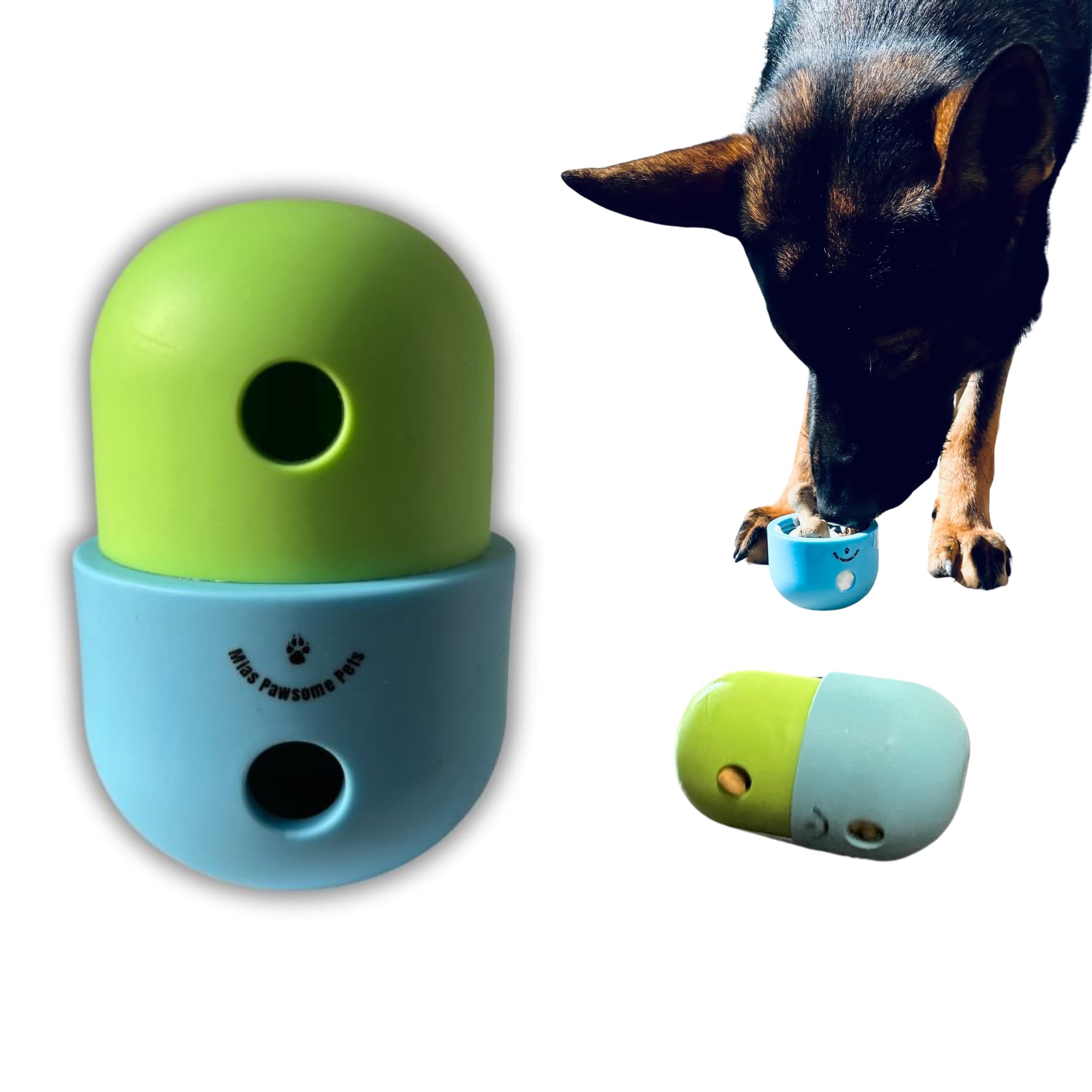 Mias Pawsome Pets Dog Puzzle Chew Toy Ball: Durable Chewing Ball for Small to Medium Dogs Puppies - Teeth Cleaning/IQ Training, Enrichment & Interactive Fun - Suitable for Dogs and Cats