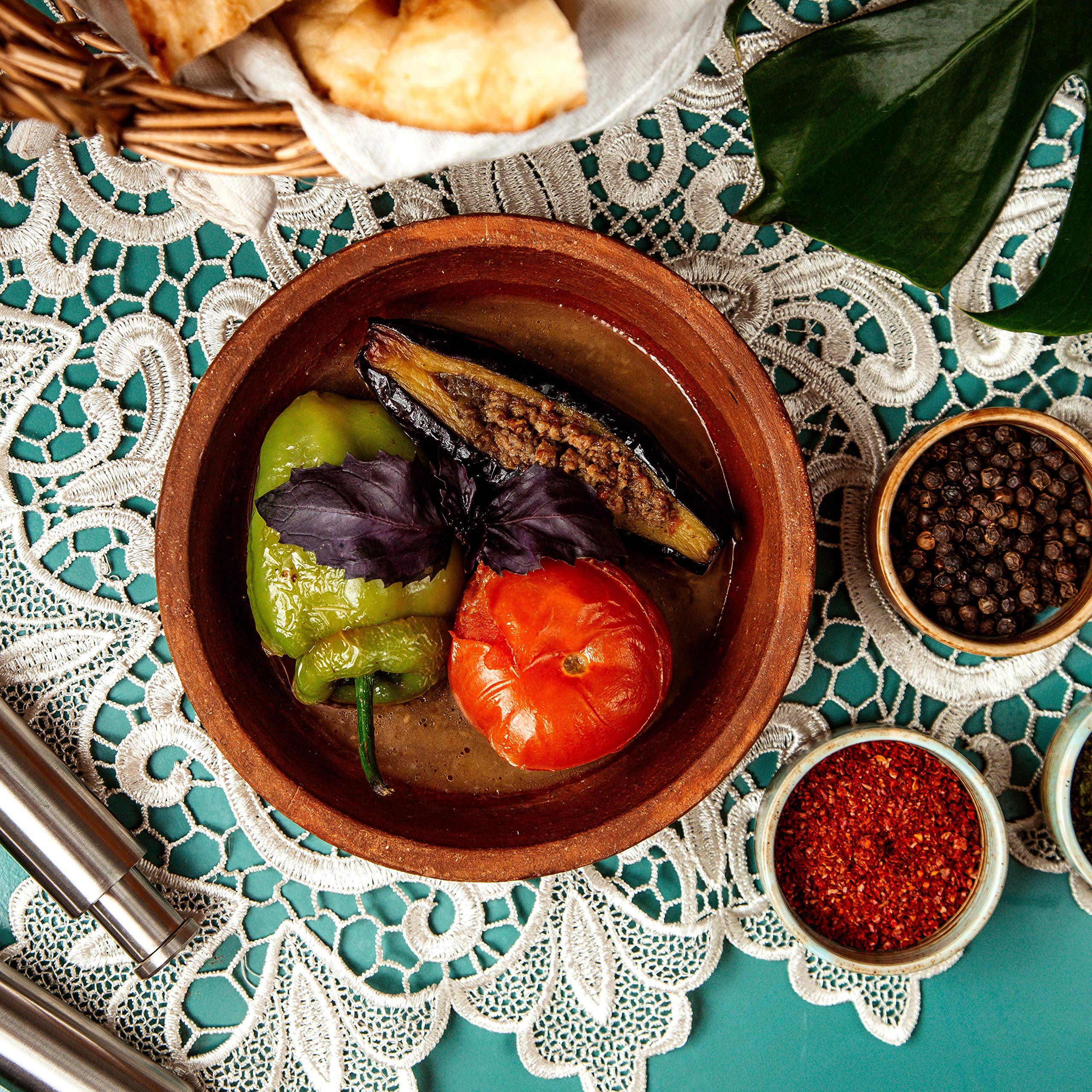 Handmade Clay Pan for Cooking, Glazed Terracotta Pot, Earthenware Cookware, Mexican Cazuela for Oven Cooking, Round, 11.8 in