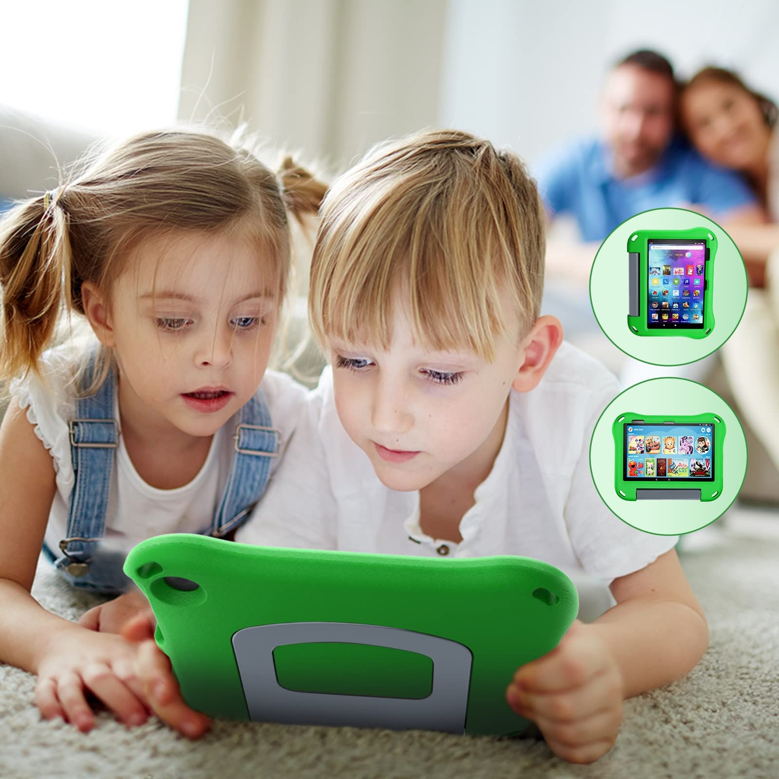 Kids-Proof 8 inch Tablet Case, Tablet 8 Kids Case(Only for 2022 Release, 12th Generation&2020 Release, 10th Generation)-Auorld Light-Weight Kids-Proof Case with Stand for Tablet 8-Green