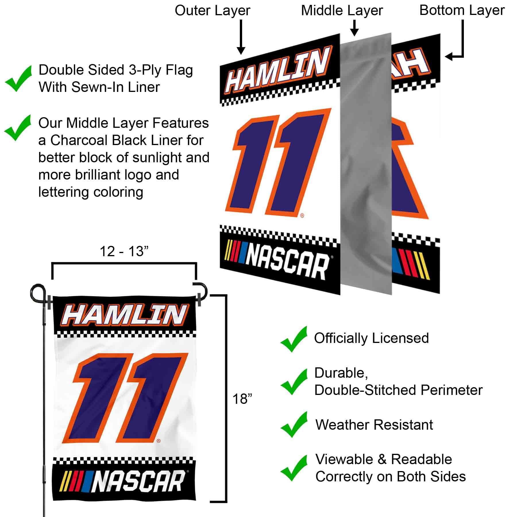 Denny Hamlin Double Sided Garden Banner Flag