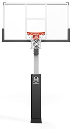 Dominator Premium Inground Adjustable Basketball Hoop - 72" Backboard w/ 4' Overhang - NBA/NCAA Regulation Adjustable Basketball Goal - Adjusts from 7' - 10', Made of Heavy Duty Rust Proof Aluminum