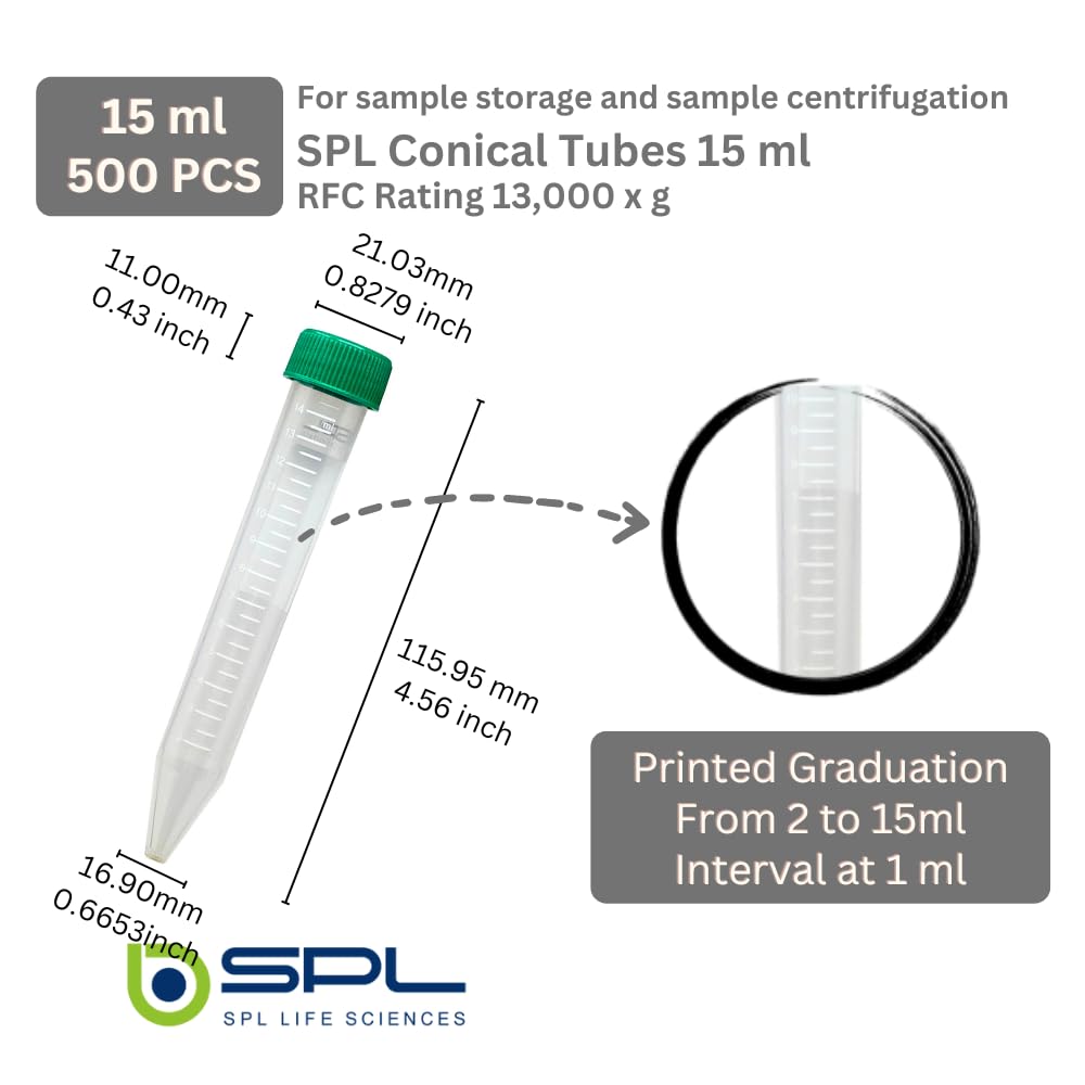 SPL 15 ml Conical Centrifuge Tubes Sterilized with PP Racks,DNase/RNase - Free, 25 Tubes x Rack (1 Rack)