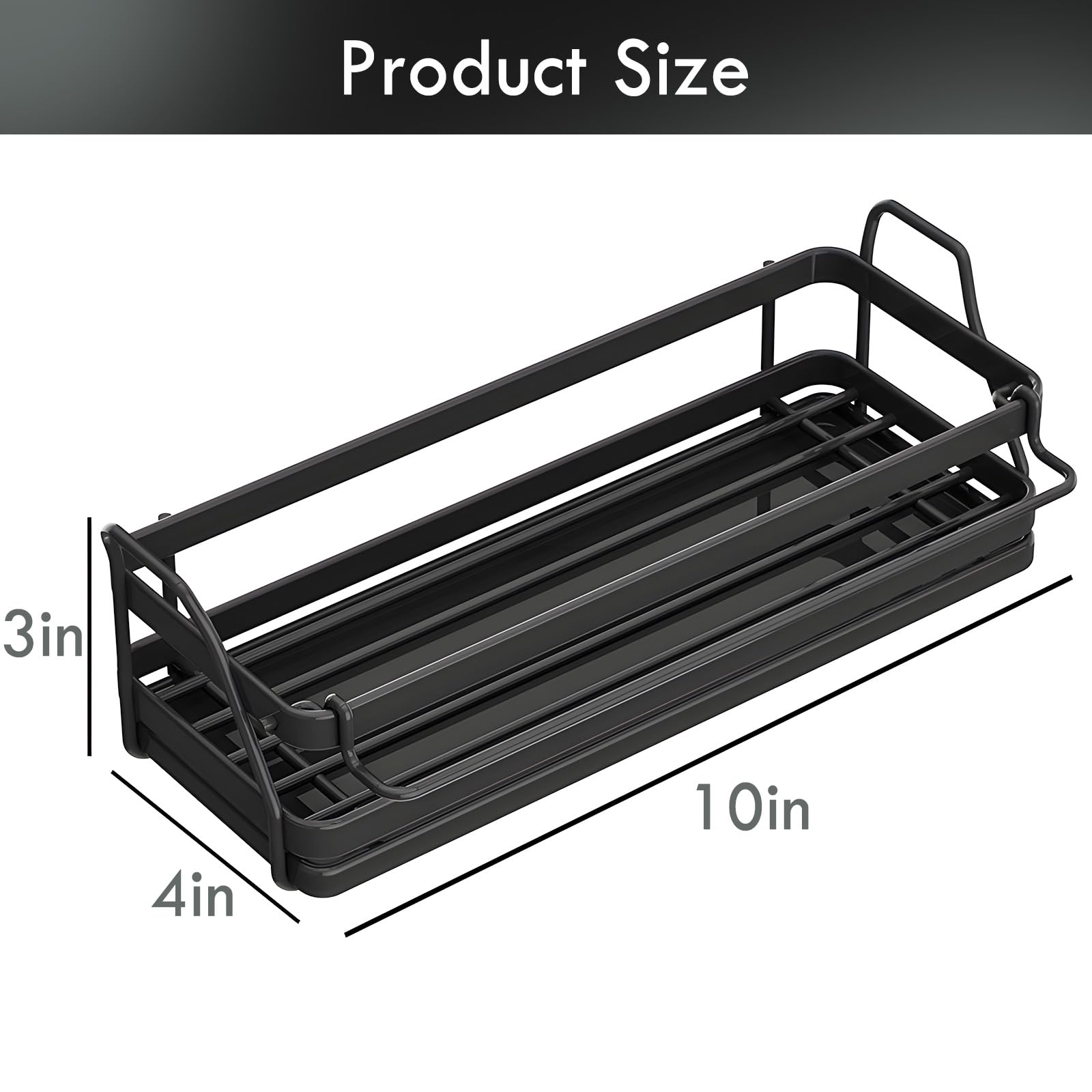 LBTING Sponge Holder for Kitchen Sink, Wall Mounted Sink Caddy with Self-Draining Drain Tray, Stainless Steel Kitchen Sink Caddy for Organizing Sponge, Brush, Soap Dish Dispenser β Black
