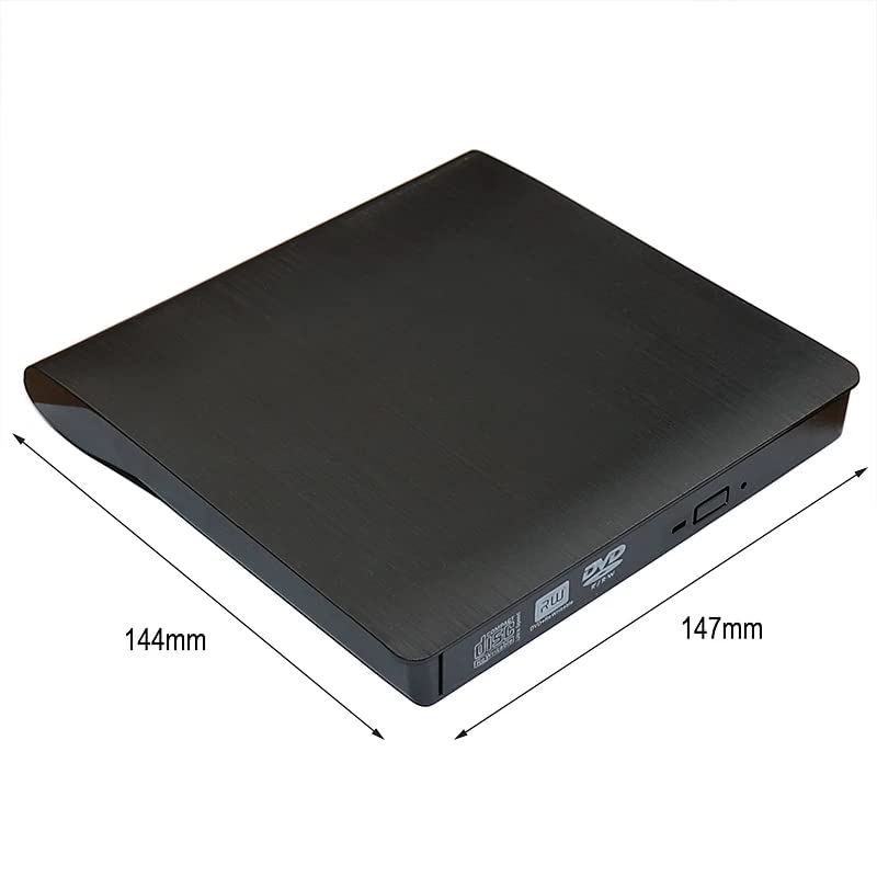 IKURLY External DVD Drive, USB 3.0 Portable CD/DVD +/-RW Drive/DVD Player for Laptop CD ROM Burner Compatible with Laptop Desktop PC Windows Linux OS Apple Mac Black