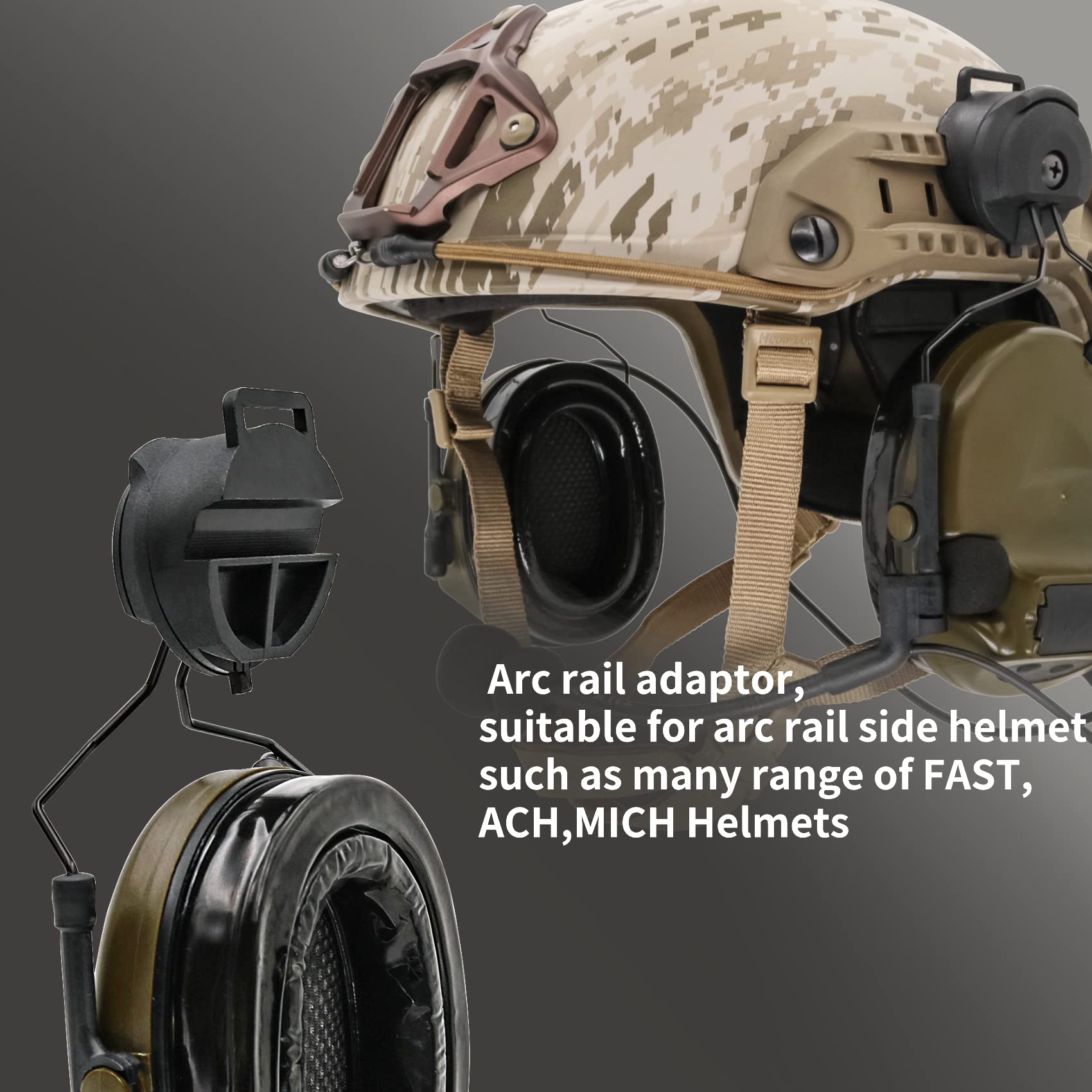 Hearangel Tactical Headset with ARC Rail Adapter Hearing Protection with Gel Ear Pads for Airsoft Sports (Army Green)