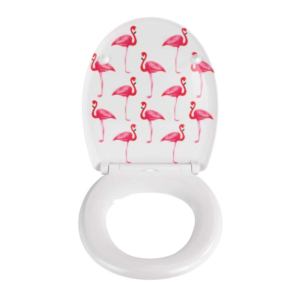 WENKO" Flamingo Toilet Seat, Duroplast Multi-Colour, 38 x 45 x 10 cm