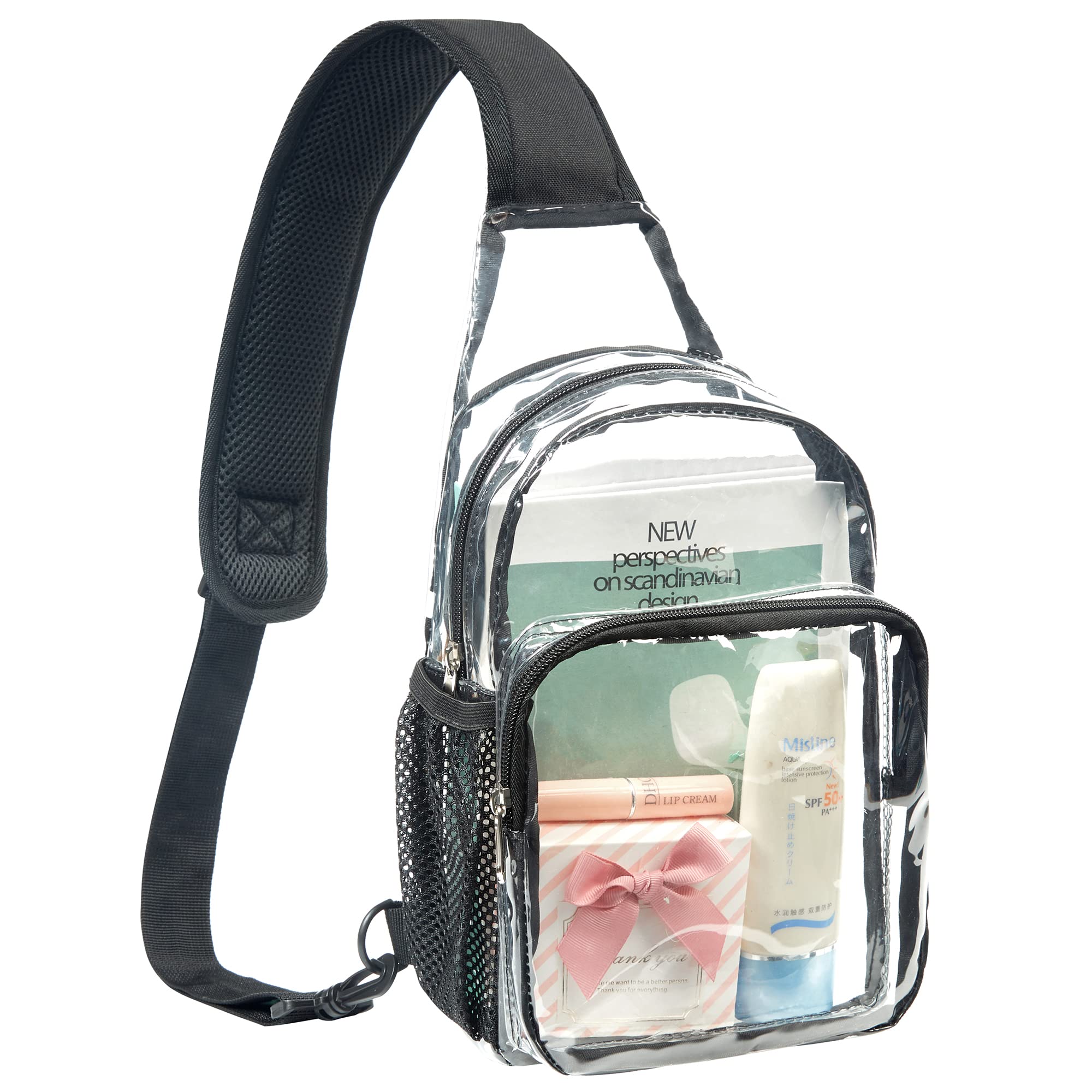 gdbis Clear Sling Bag Stadium Approved, Multipurpose Clear Shoulder Backpack, Casual Chest Daypack for Hiking, Stadium or Concerts