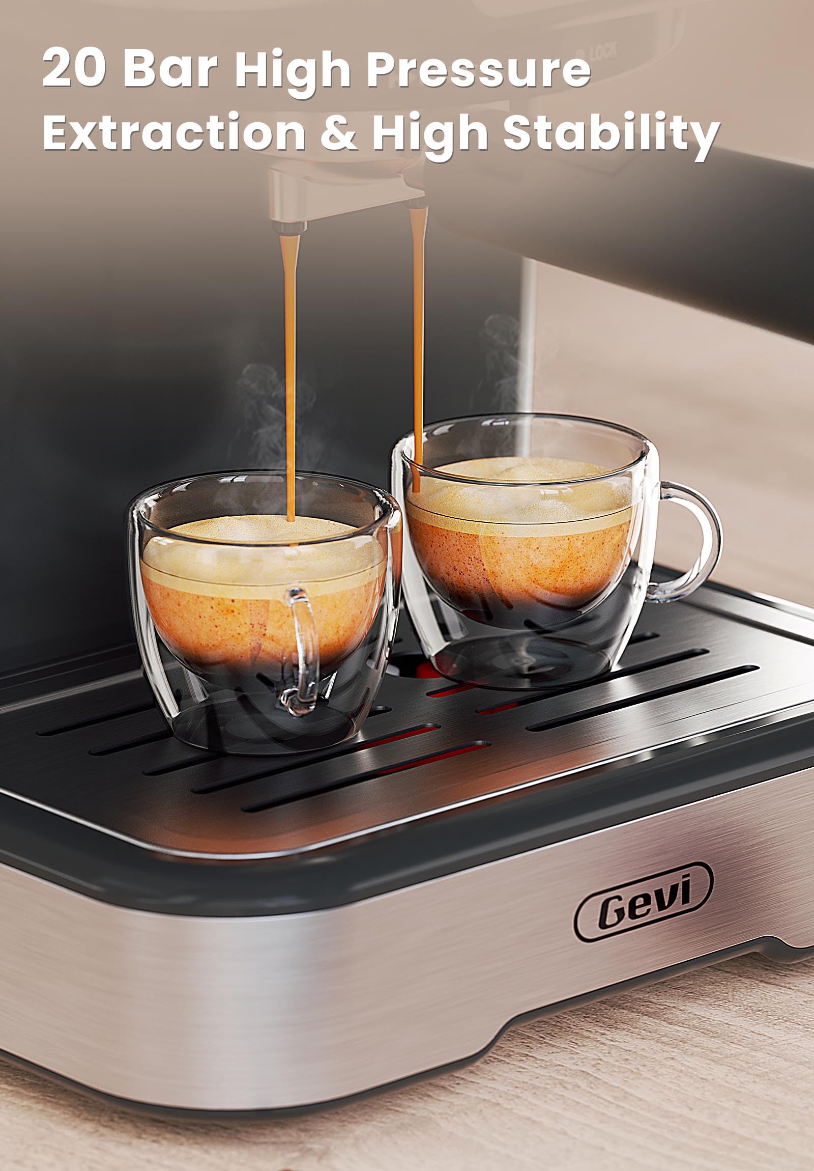 Gevi Espresso Machine High Pressure,compact espresso machines with Milk Frother Steam Wand,Professional Coffee,Cappuccino,Espresso,Latte,Macchiato Maker for home,espresso maker