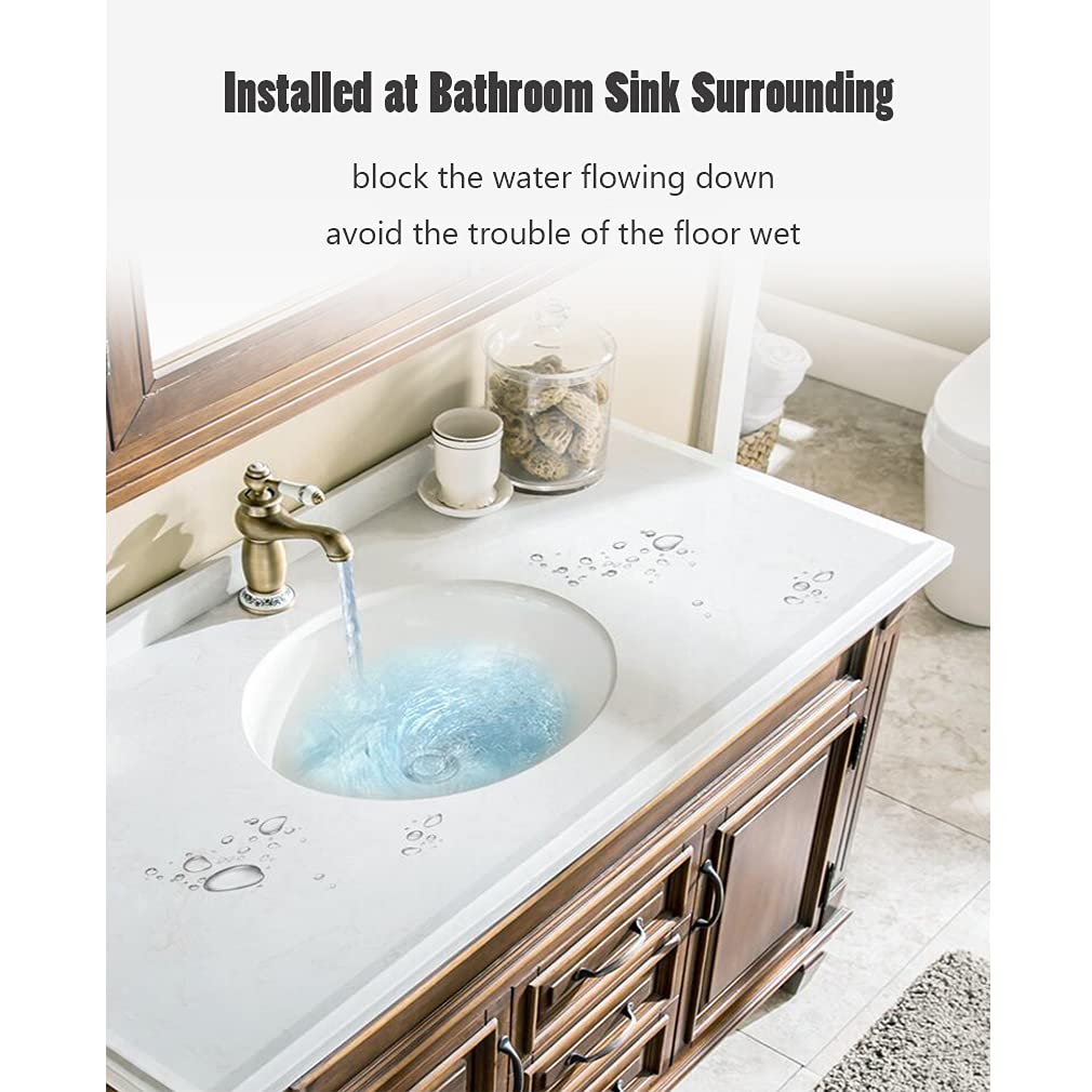 KiaRog 78 Inch Silicone Shower Threshold Water Strip Dam, Waterproof Barrier Splash Guard, Seal for Kitchen Sink, Bathroom, Shower,Public or Business Places (White), 78ββ L x 0.79 W 0.5ββ H