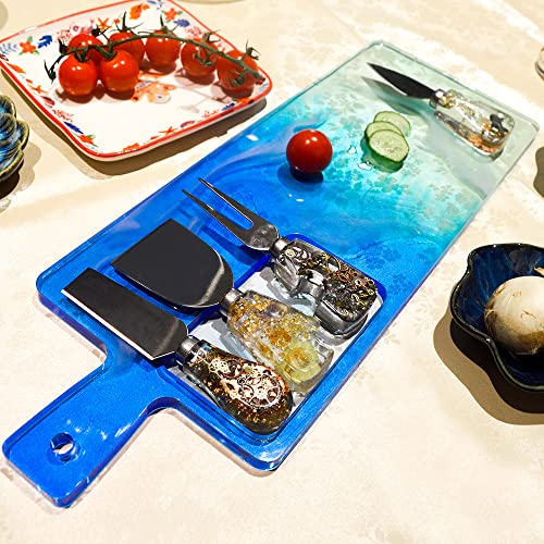 RESIN GO Handle Tray Silicone Molds, Rectangle Cutlery Tableware Serving Plate Epoxy Resin Silicone Molds, Cheese Hilt Handle Moldes for Knife Fork, Handmade Making Tools for Dinnerware Decoration