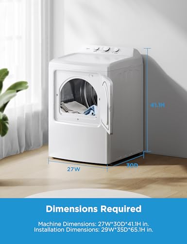 Midea MLTE37N1BWW Electric Dryer, Sensor Dry, Wrinkle Care, Air Fluff, Easy-Using Control Panel, 12 Total Cycles, 6.7 Cu.ft, White