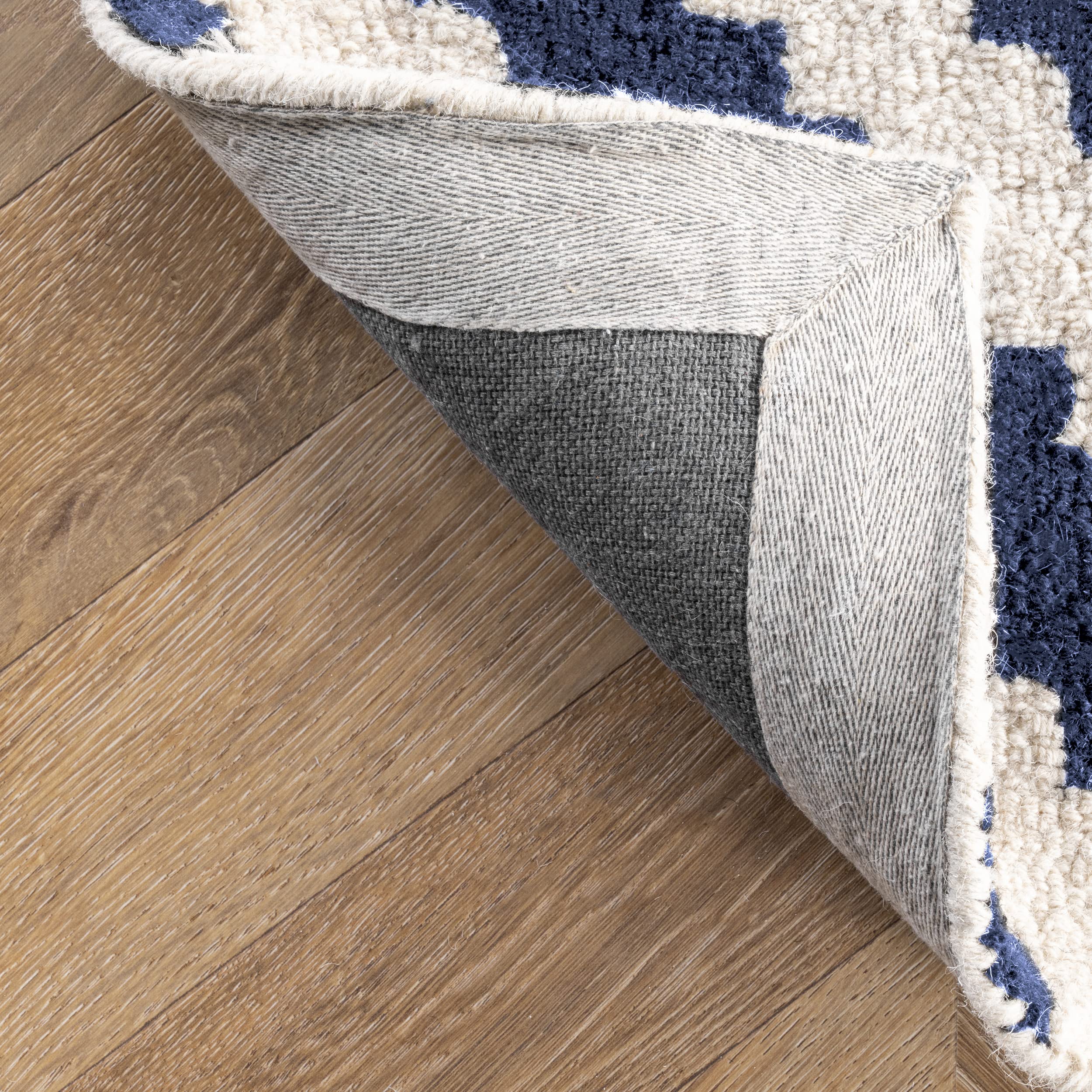 nuLOOM Kellee Hand Tufted Geometric Wool Area Rug, 5x8, Navy