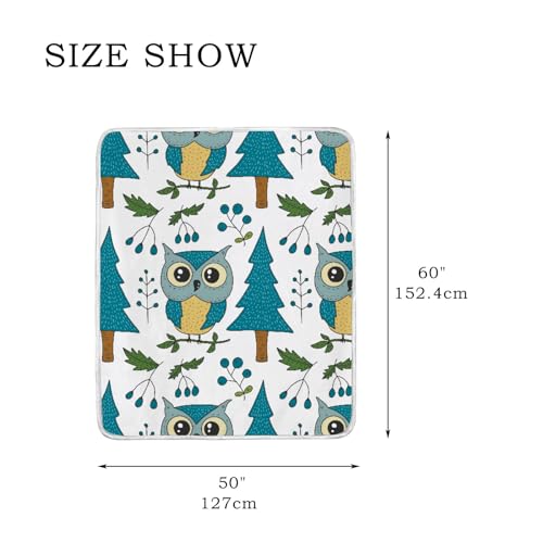 DreamBay Soft Throw Blanket for Couch Sofa Forest Owls and Fir Trees Lightweight Blanket Women Microfiber Blanket for Bed Office Camping Travel 50x60 inches