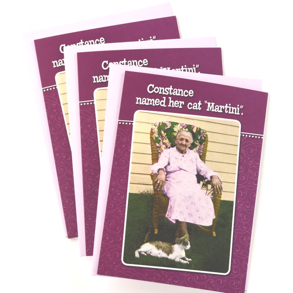 SHADE TREE GREETINGS Funny Birthday Greeting Card (5" x 7") by Actual Pictures | 3 Pack + 3 Envelopes (Martini Cat)
