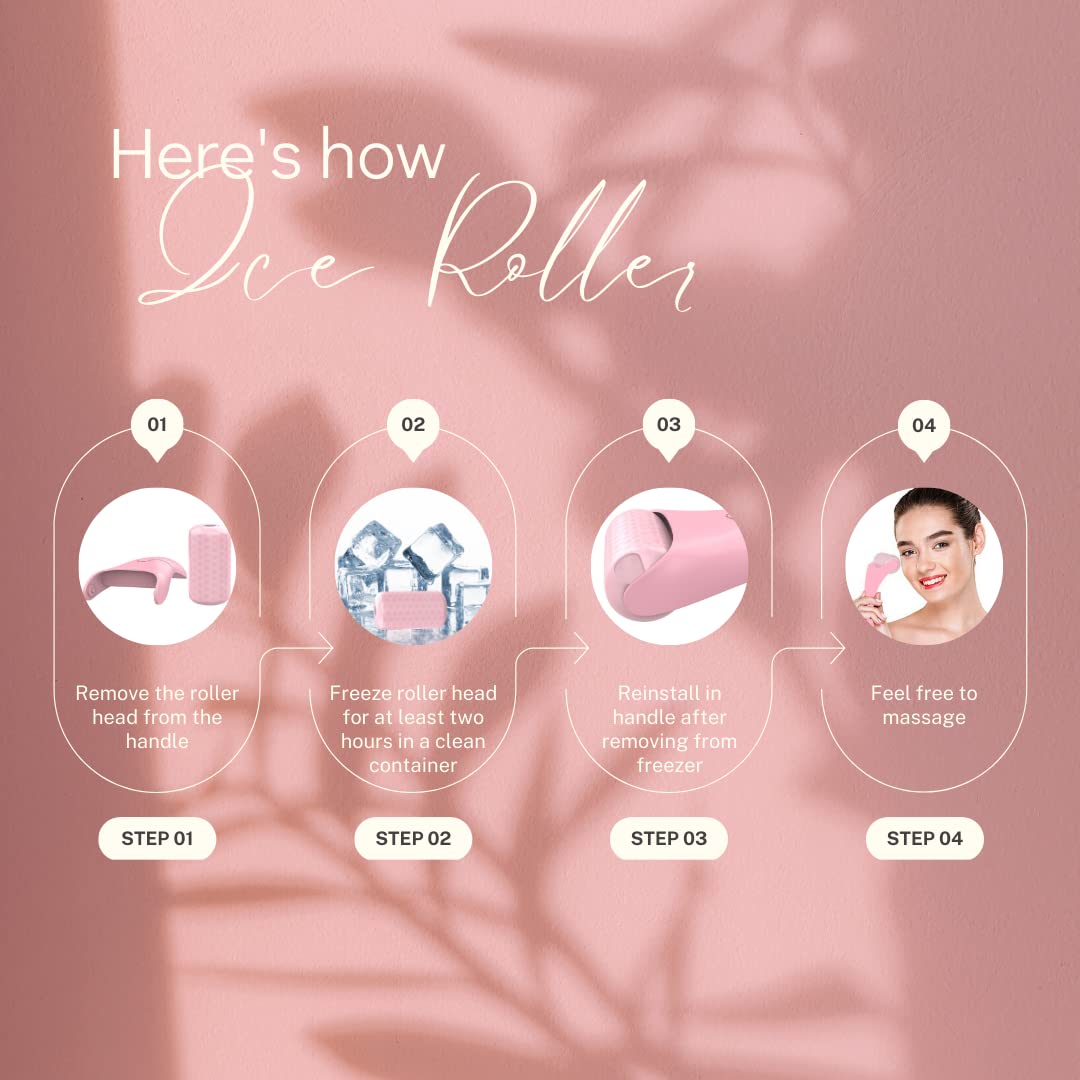 Ice Roller For Face | Ice Roller, Face Roller, Ice Face Roller | Face Ice Roller, Face Roller Skin Care | Facial Roller, Ice Roller For Face & Eye Puffiness Relief | Facial Ice Eye Roller (Pink)