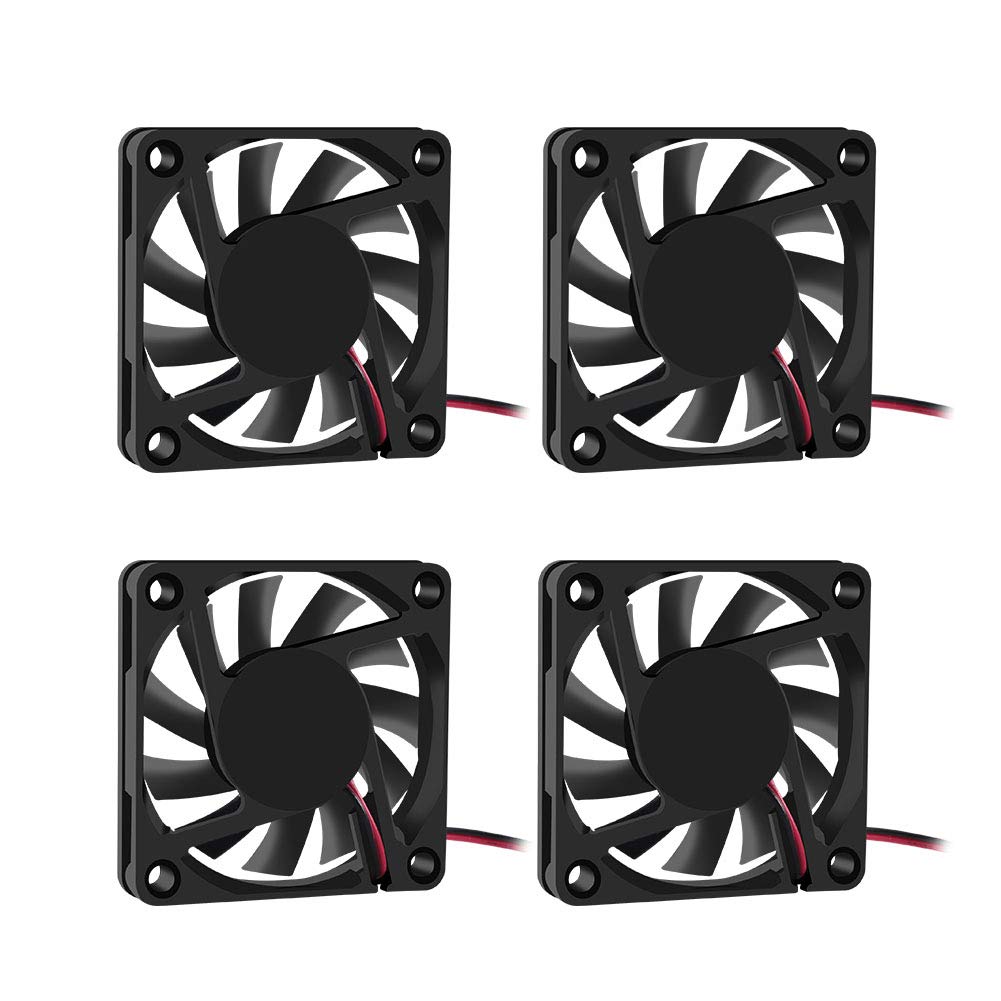 Dorhea Fan 60x60x10 mm DC 12V 6010 Brushless Cooling Fan, Replacement Ball Bearing 60mm Fan for Cooling DIY PC Computer Case Fan - 2 Pin Case Fan (Pack of 4Pcs)