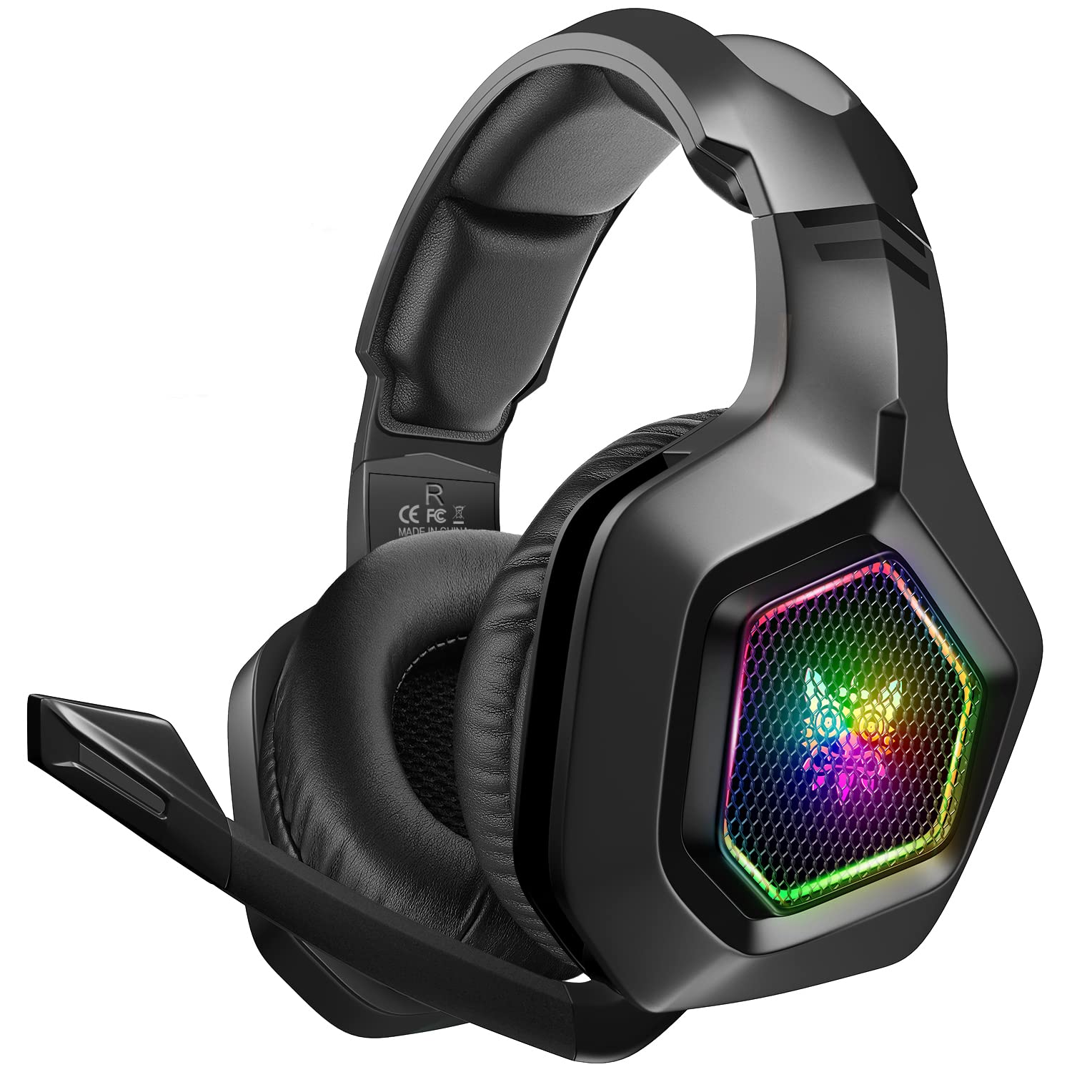 DIZA100 PS5 PS4 Gaming Headset with Microphone Surround Stereo PC Gaming Headphones RGB Light & Adjustable for Xbox one Laptop Mac