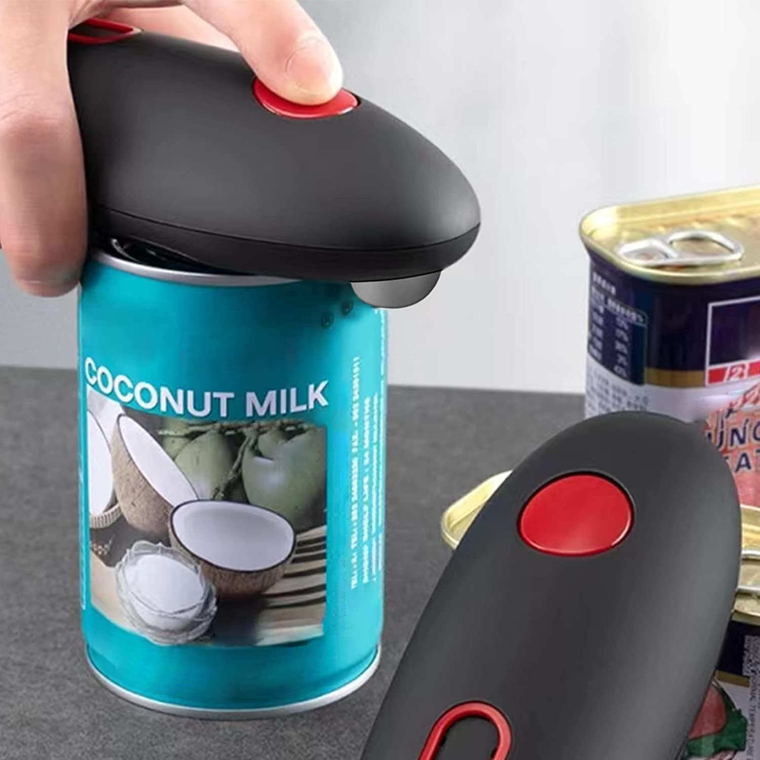 Egypticana Electric Can Opener with One-Touch On & Off Automatic for Any Size Smooth Edge Battery Operated for Kitchen Safety BPA Free Cordless