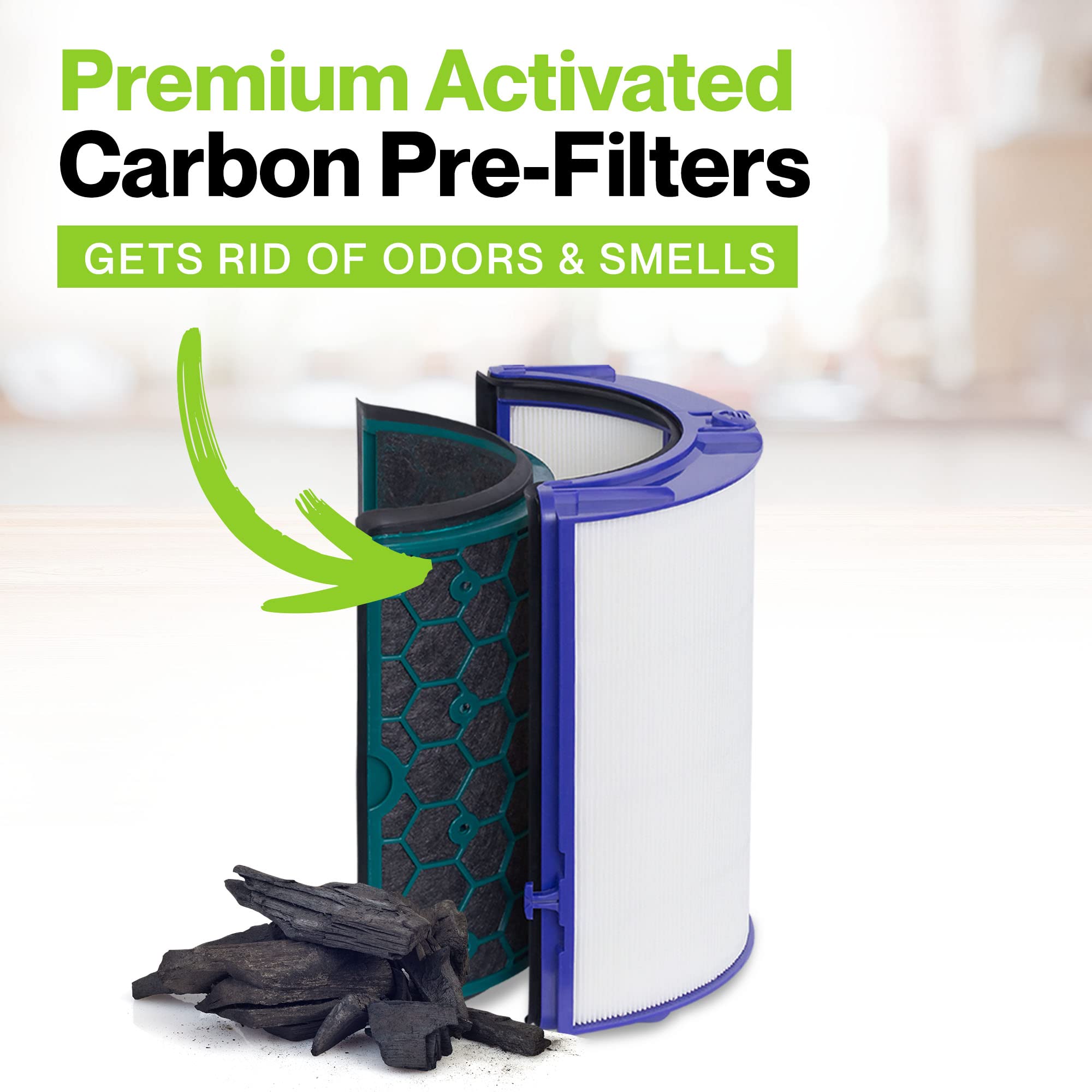 Durabasics HEPA Filter Replacement for Dyson HP04,TP04, DP04, DP05, TP05, TP4A Air Purifier, Easy to Install HEPA + Carbon Filter to Improve Indoor Air Quality