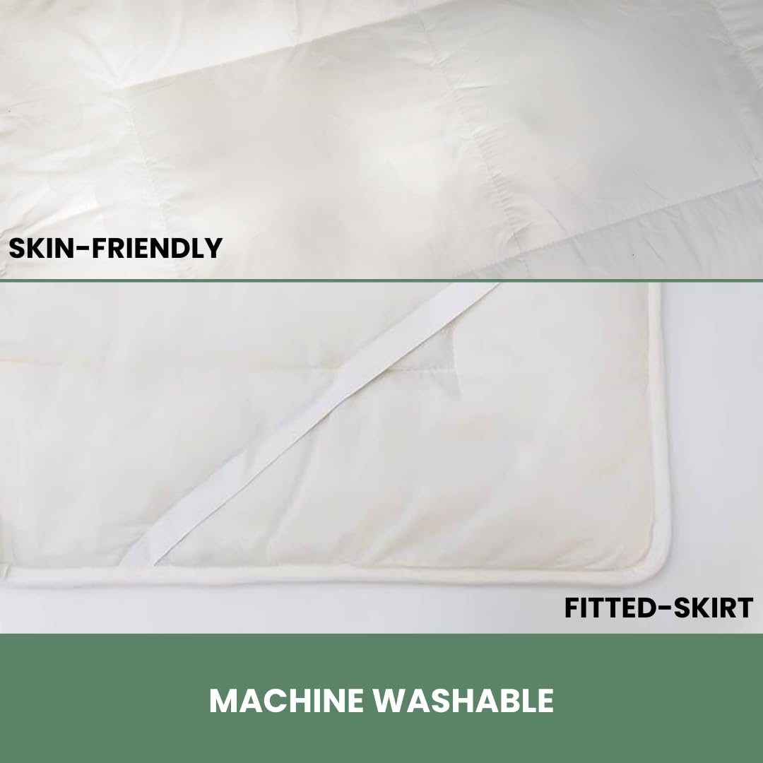 OrganicTextiles 100% Natural Australian Wool Mattress Pad with Organic Cotton Cover (King Size), Moisture Wicking, Luxurious Soft Feel, Baffle Box Stitching, Temperature Regulation, Machine Washable