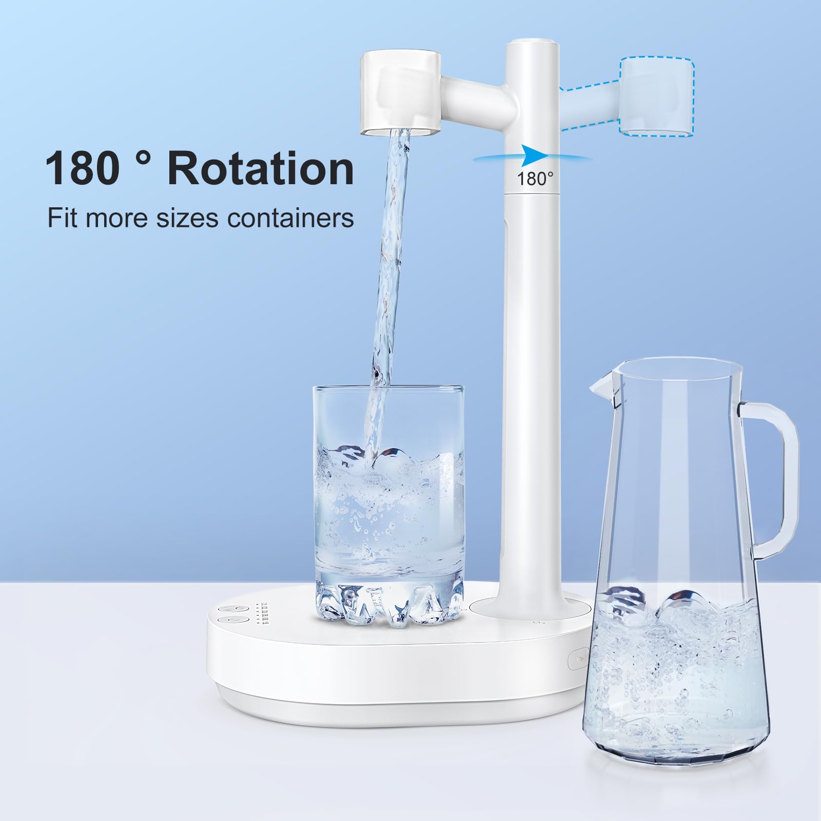 Desktop Water Dispenser for 5 Gallon Bottle, Table & Bottle Use Water Pump with 7 Level Quantitative, Portable & Detachable Water Bottle Dispenser, USB Charging Water Pump for Home, Office, Outdoor