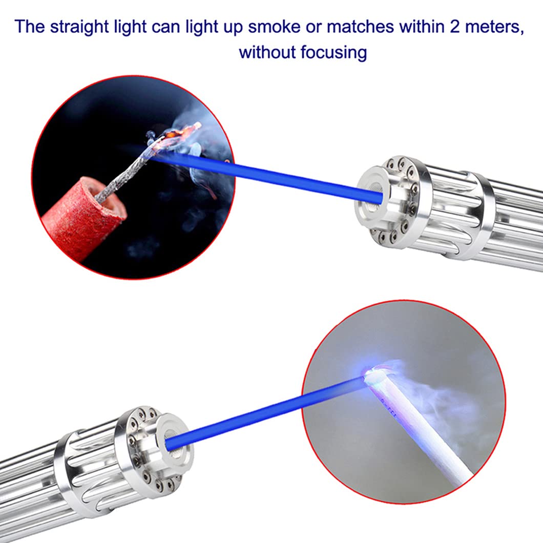 GDSZJLJ Blue High Power Flashlight, Long Range Adjustable Focus, Tactical Handheld Light with Starlight Cap, Suitable for Hiking, Camping, Outdoor, Fishing, Camping Hiking, Travel
