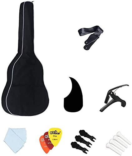 Guitar Kit, String Instrument Electronic Guitar Beginner Practice Travel Guitar Adjustable Metal String Fingerstyle Stable Sound Quality Spruce 6 Colors (Color : Black, Size : Long-104cm)