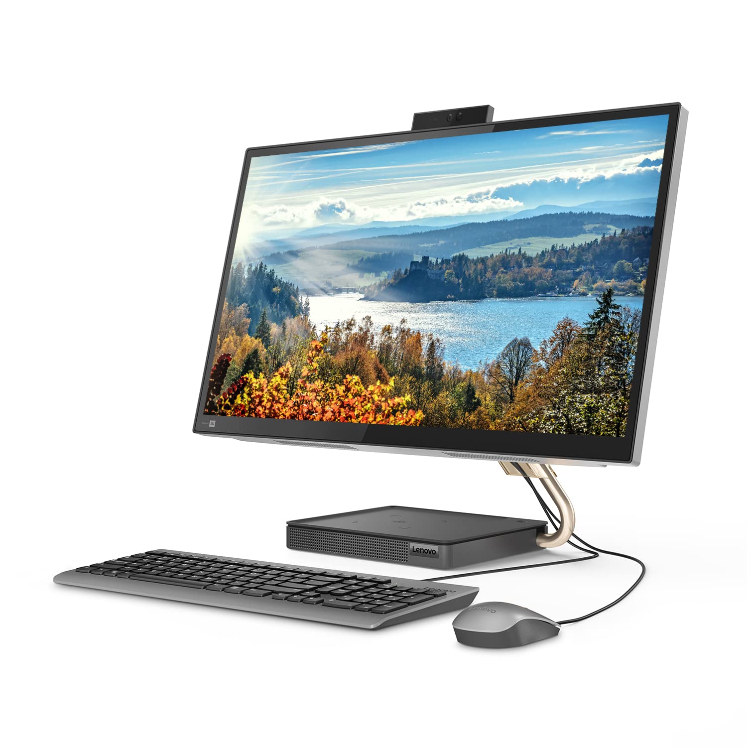 Lenovo IdeaCentre 5i AIO Desktop, 27" QHD IPS Touchscreen, Intel Core i7-10700T Processor, 32GB RAM, 1TB SSD, Webcam, HDMI, Wired KB&Mouse, Wireless Charger, Wi-Fi 6, Windows 11 Home, Black