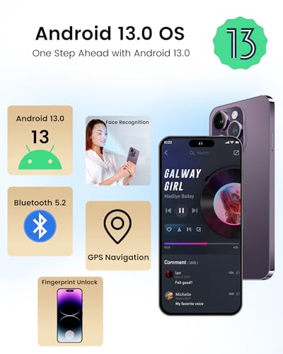 Echoamo A14 Pro Max Cell Phone, 5G Unlocked Smartphone 6GB+256GB Smartphone Android 13, 6000mAh Battery, 6.82" FHD+ Display 120Hz 64MP Camera, Dual SIM Octa-Core Phone GPS/Fingerprint/Face ID 5G Black