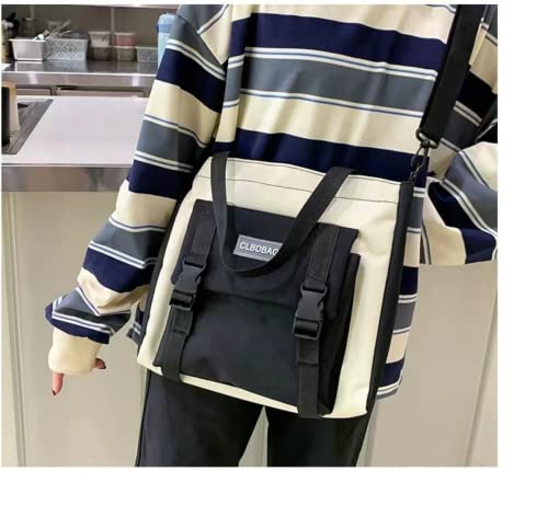 Teslawi kawaii backpack 4Pcs Set Aesthetic backpack 17in backpack,with Kawaii Pendants,Crossbody Bag ,Pencil Case, Handbag (Black)