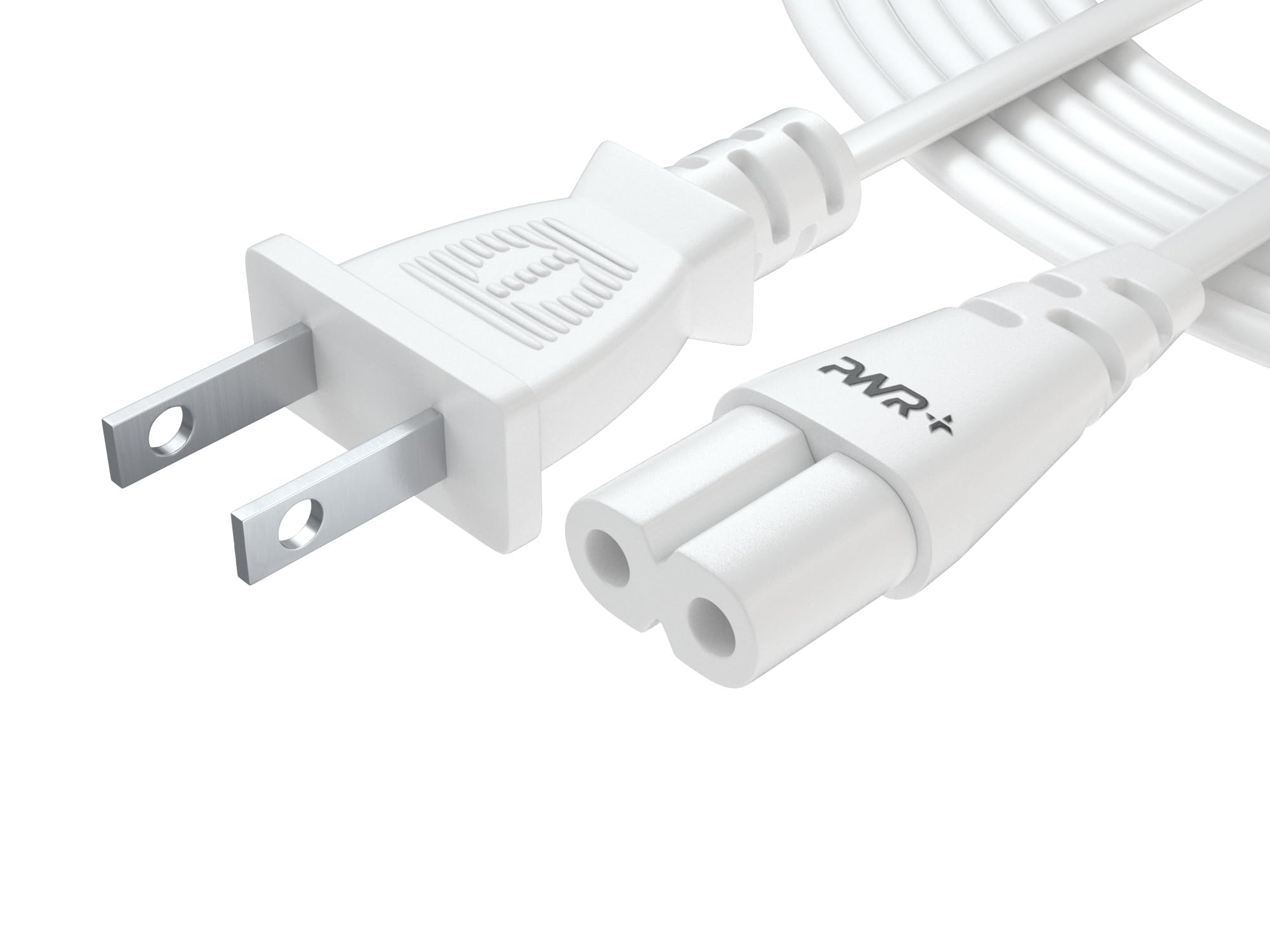 White TV Power Cord 12Ft Cable for Samsung LG TCL Sony: 2 Prong AC Wall Plug 2-Slot LED LCD Insignia Sharp Toshiba JVC Hisense, Hp Brother Canon Pixma Epson Officejet Photosmart Deskjet Printer Cable