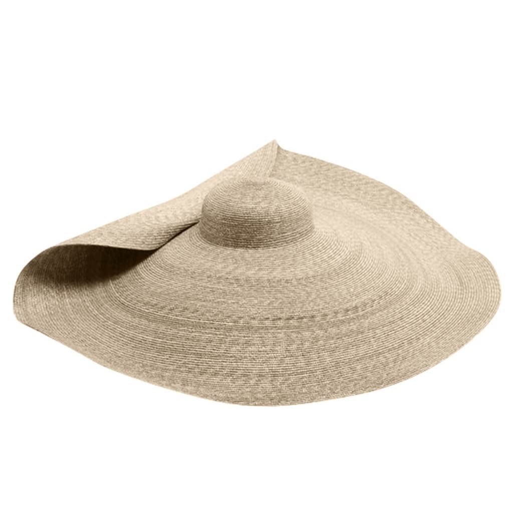 HNTHY Woman Large Sun Hat Beach Sun Protection Foldable Straw Cap Oversized Collapsible Beach Hat Beach (Color : A, Size : 27x27X9CM)