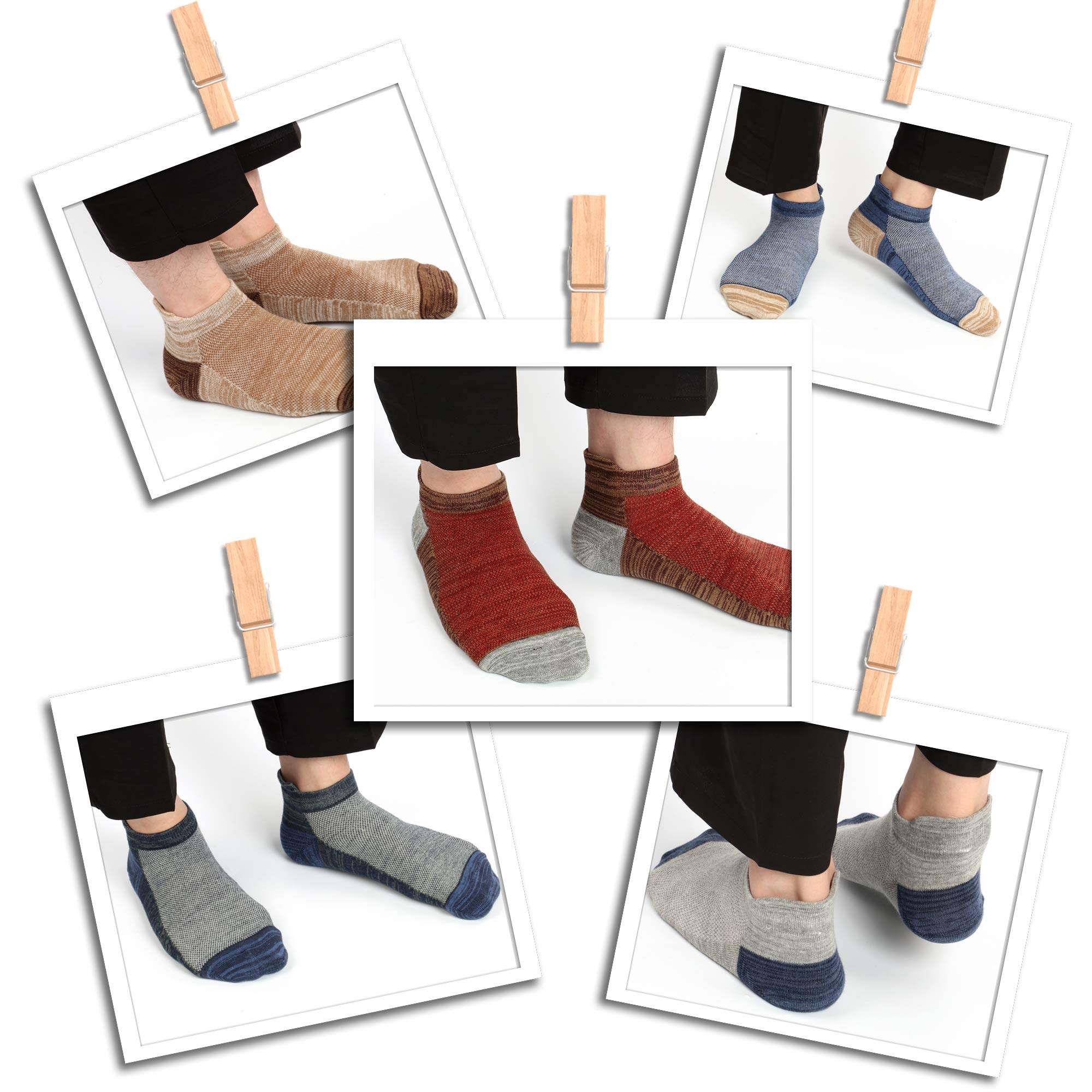 Diravo 6-8 Pairs Mens Athletic Breathable Ankle Socks Non-slid Low Cut Socks Cotton Mesh Top Fresh Ventilation Socks (Multicolor-5)