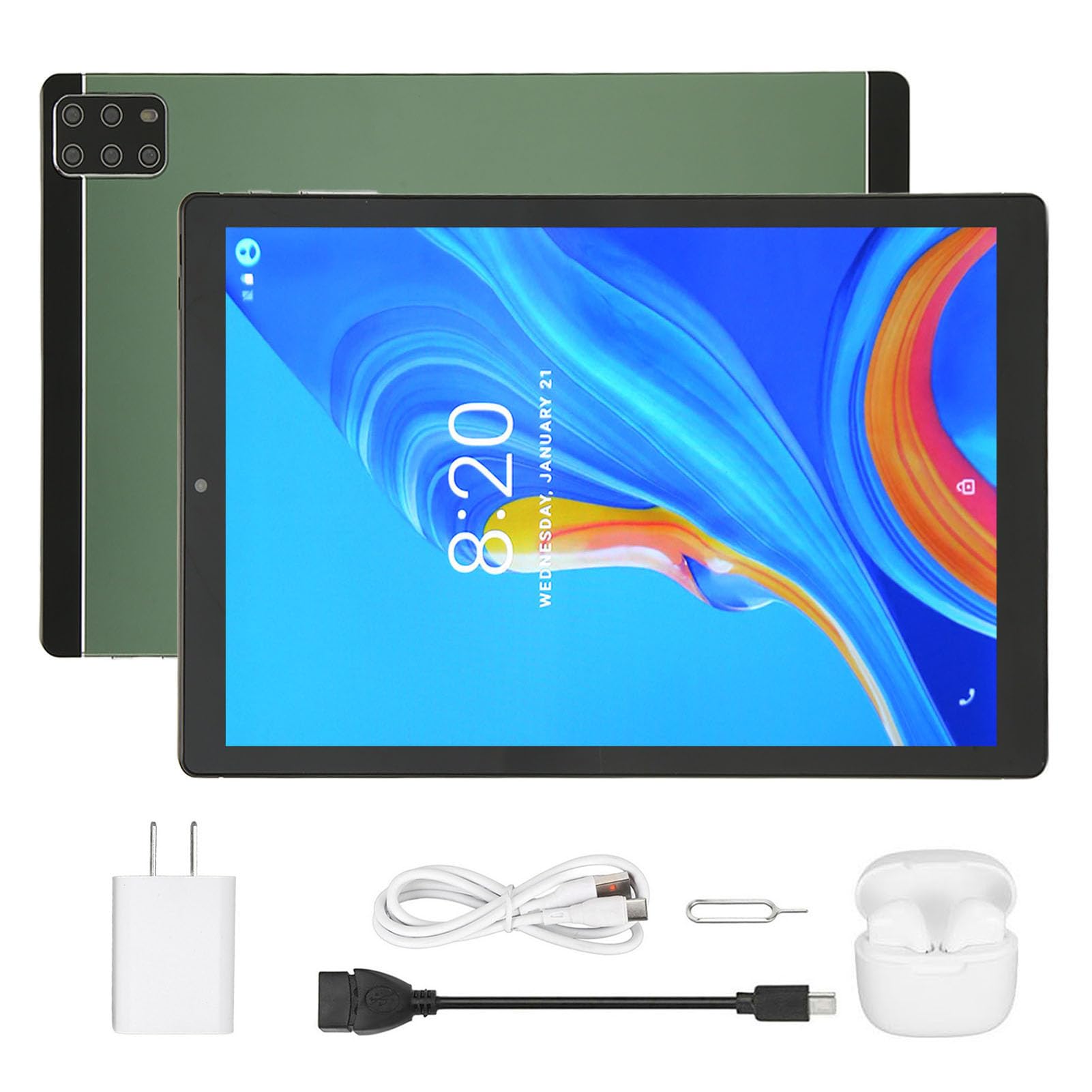 EBTOOLS 10.1 Inch Tablet for12, 10 Core CPU, 6GB RAM, 128GB ROM, 5G, 2MP+5MP Cameras, 8800mAh Battery, withEarbuds, Comes with 100β240V (US Plug)