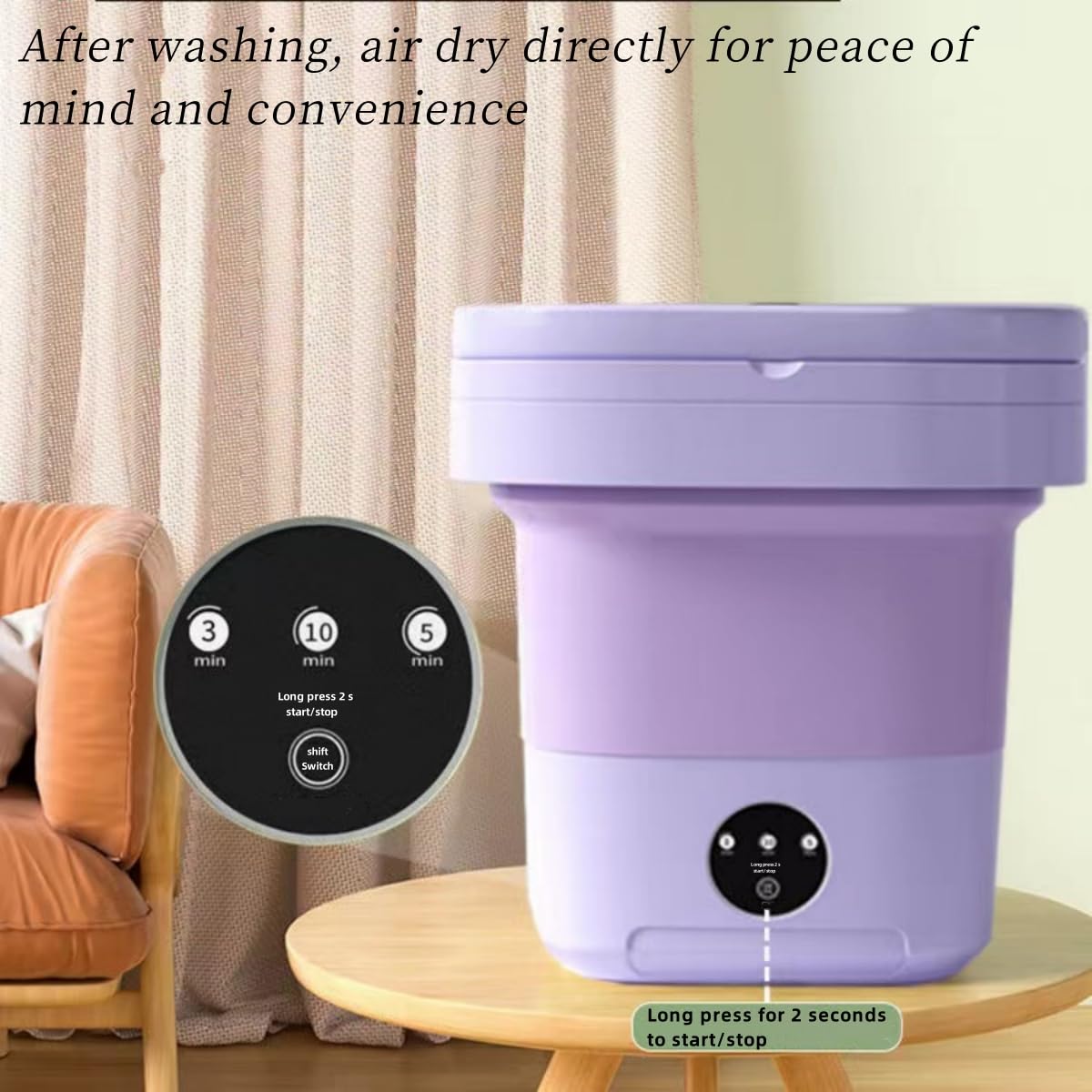 Portable washing machine.mini washing machine.11L high-capacity foldable washing machine.Deep cleaning of small clothing such as underwear and baby clothes.Suitable for camping and hotel (purple)