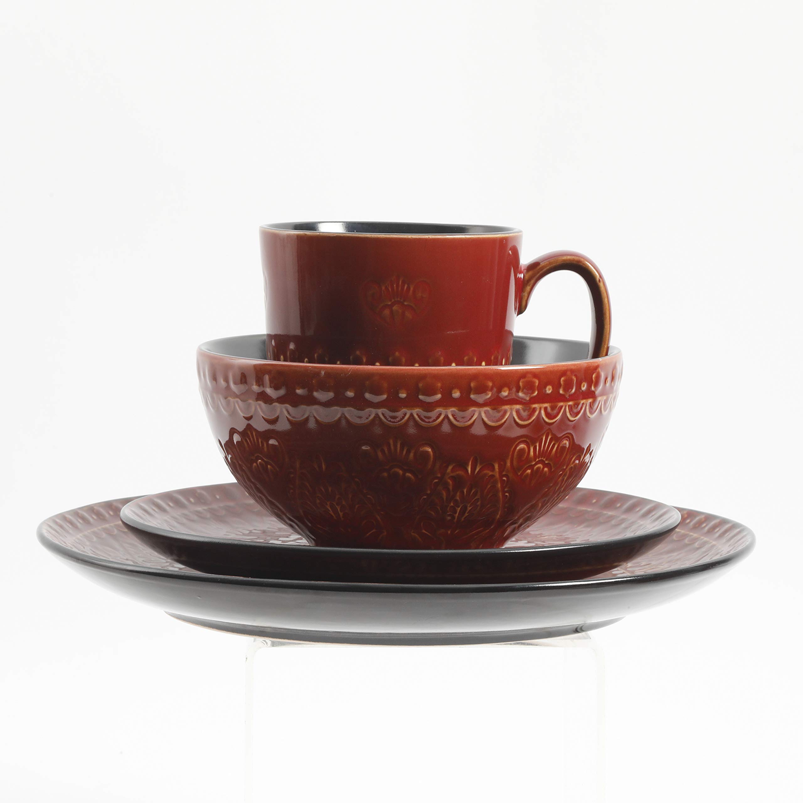 Gibson Elite Milanto 16 Piece Dinnerware Set, Red