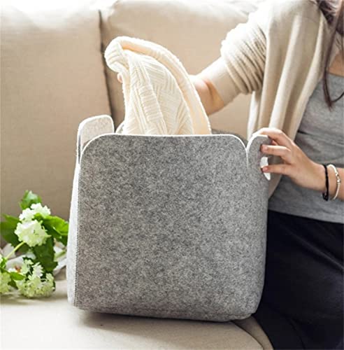Foldable Felt Fabric Storage Basket, Convenient Box Organizer with Carry Handles for Office Bedroom Closet Babies Nursery Toys DVD Laundry Organizing (1 Pcs Medium)