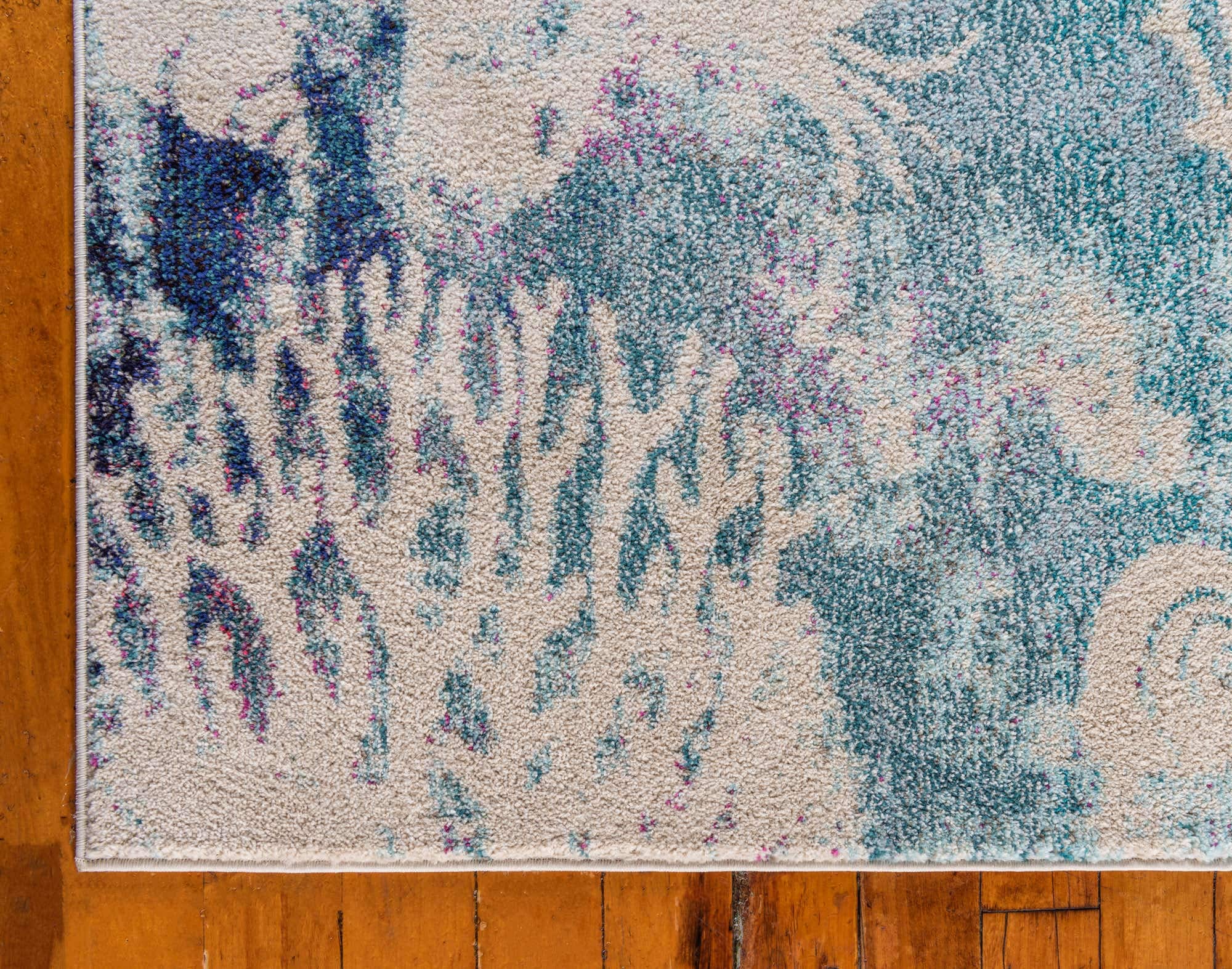 Unique Loom Positano Collection Coastal Modern Coral Lobster Shells Light Blue Runner Rug (2' x 7')