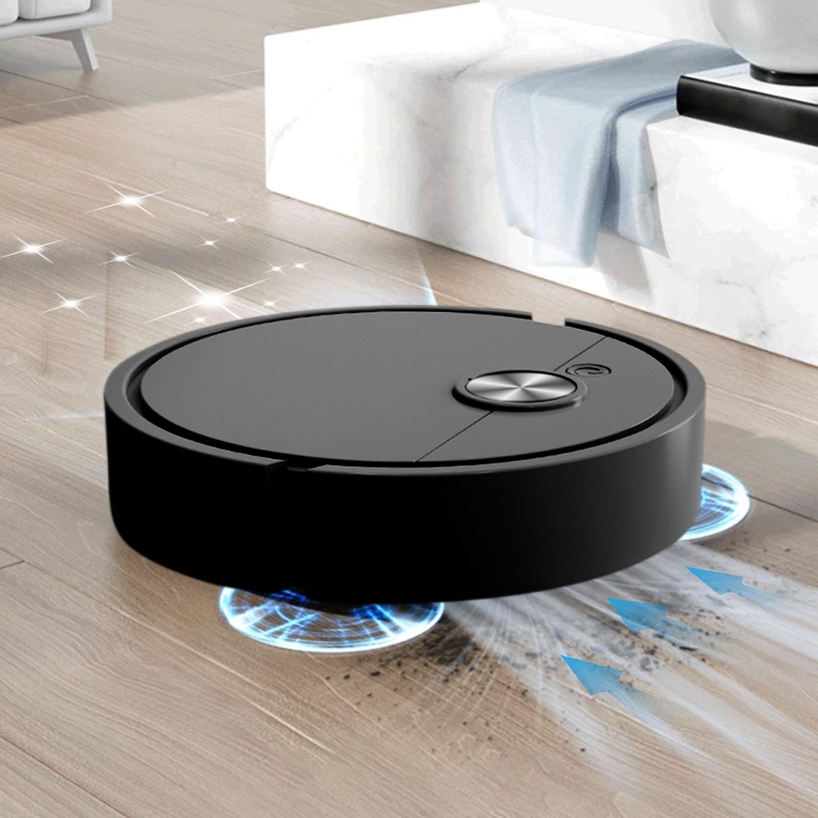 Intelligent Sweeping Robot 3-in-1 USB Rechargeable Sweeping Robot Vacuum Cleaner Mini Lazy Automatic Cleaner for Household Sofa Bedroom (Black)