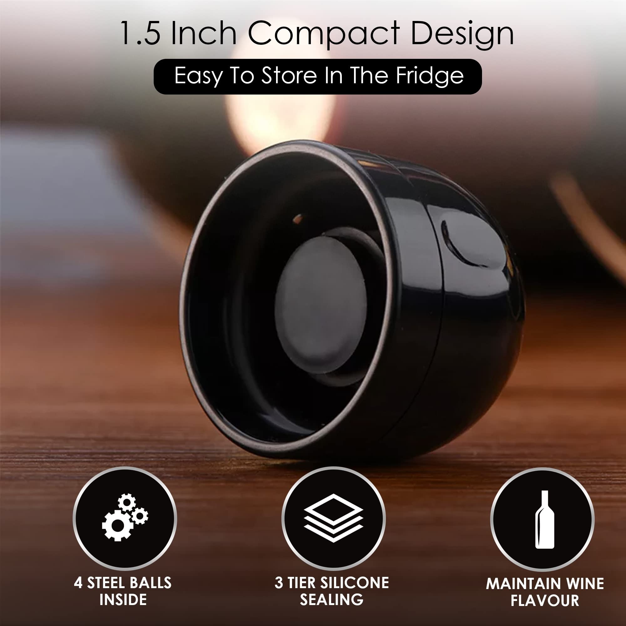 GOCHA Gadgets | Vacuum Wine Stopper | Champagne Stoppers With Vacuum Built-in | 1.5 inch Silicone Twist Top Wine Stopper | Reusable, Leak Proof (2 Wine + 2 Champagne Cork Stopper) | (Pack of 4)