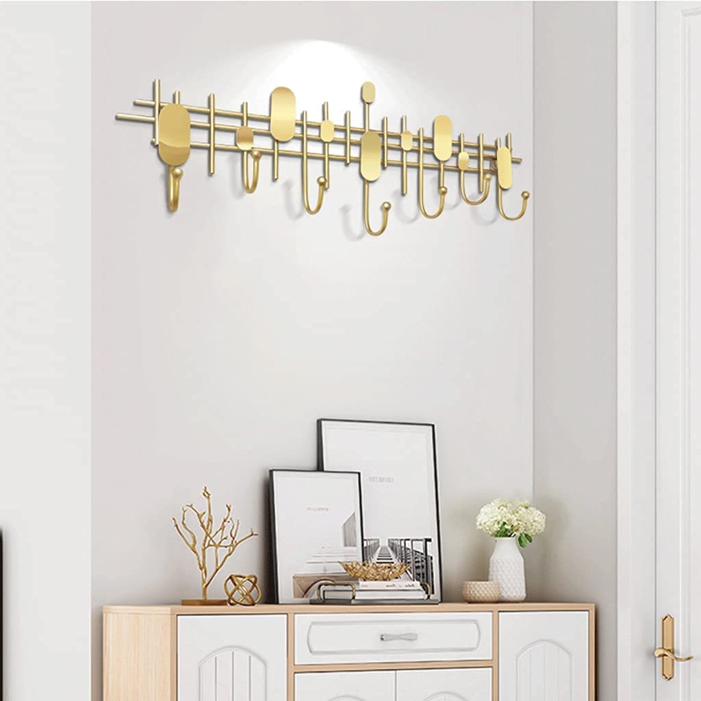 EAUSO Coat Hooks Wall Mounted Metal Coat Hook Wall Mounted Coat Rack Hanger Golden Heavy Duty Entrance Hook for Clothes Hat Key Towel and Bag Wall Hooks Door Hooks Coat Rack (Size : 7hooks) 7hooks